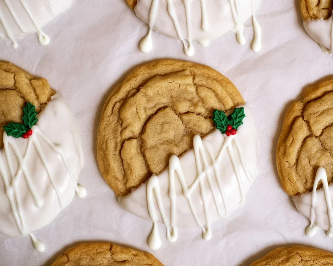 White Chocolate Dipped Chewy Maple Cookies for Christmas
