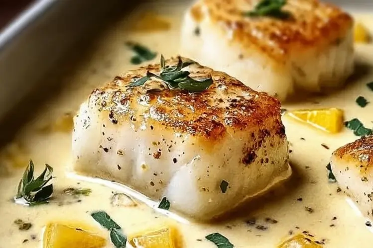 Baked Cod in Coconut Lemon Cream Sauce